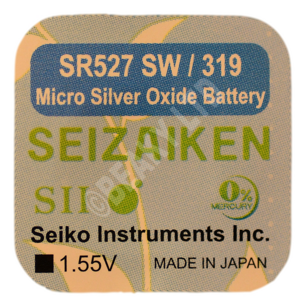 319 SR527SW Silver Oxide Watch Battery 1.55v Original Seizaiken (Seiko ...